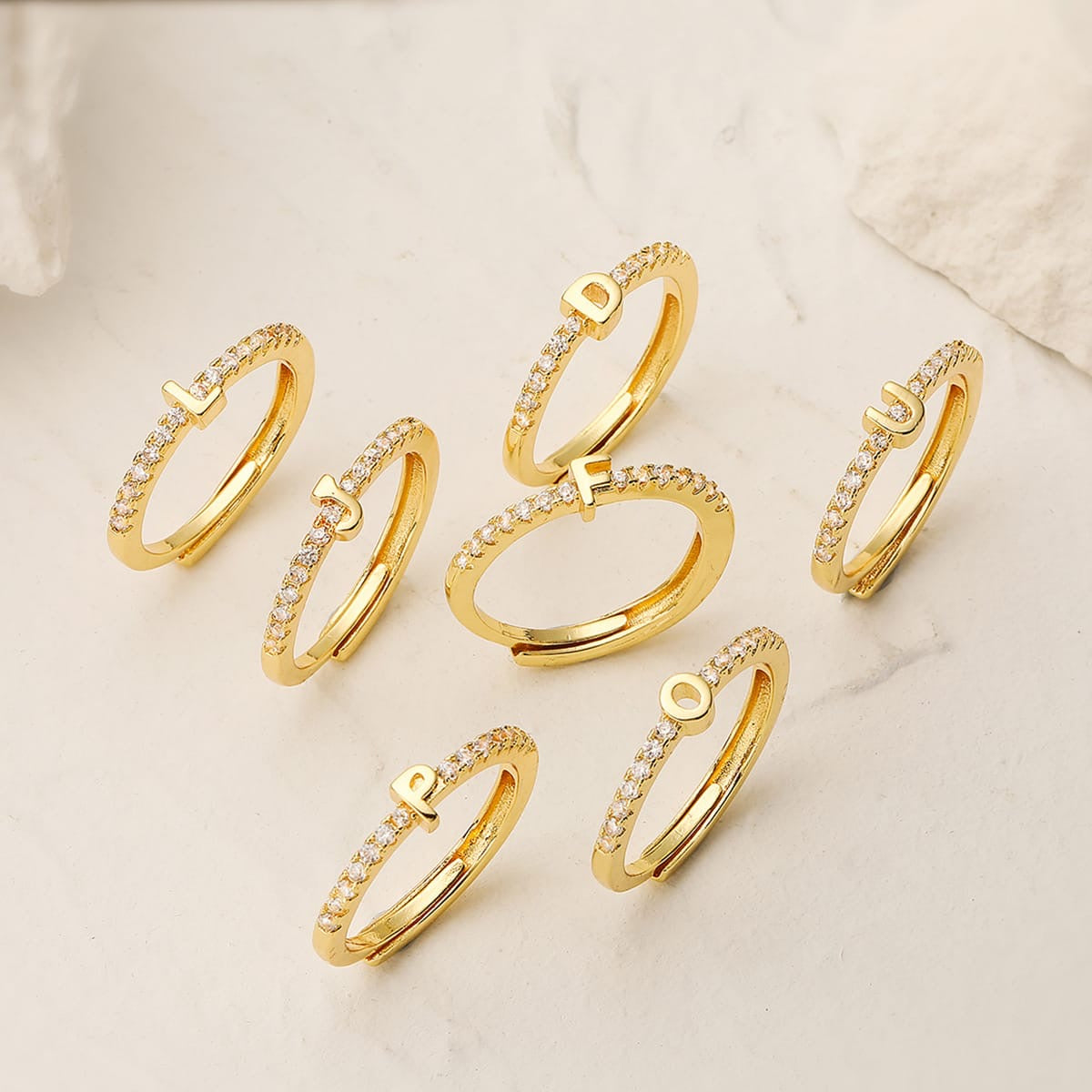 Dainty Shimmer Initial Ring – Farrow Low